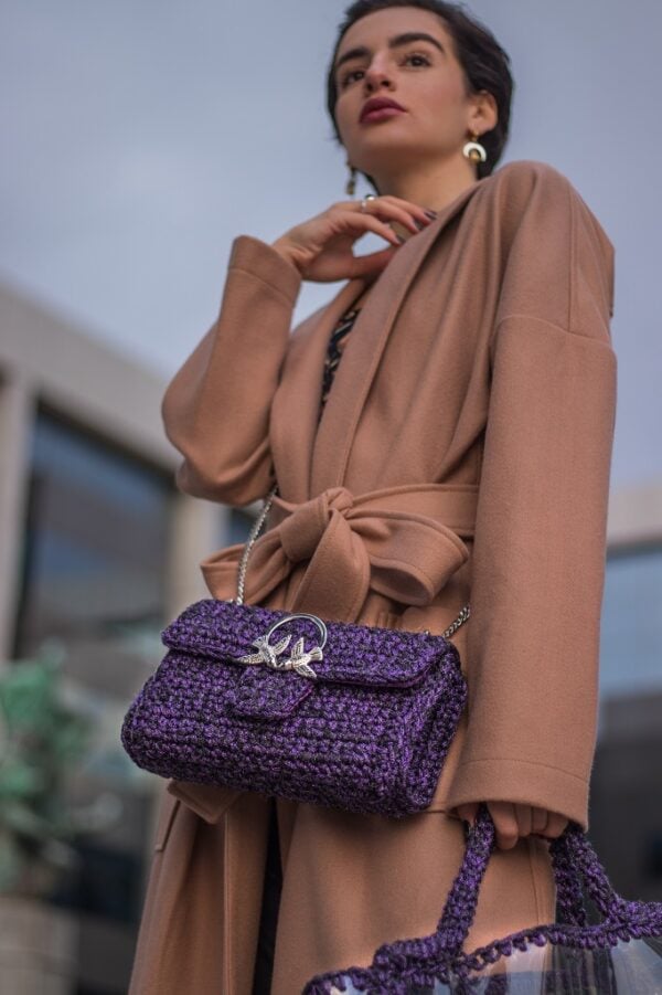 Kassandra Purple Crochet Shoulder Tote Bag - Miss Polyplexi