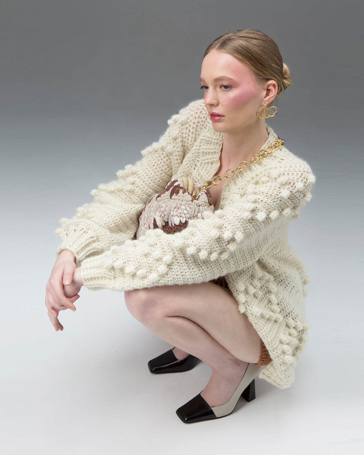 Celine Ecru Hand Knitted Cardigan - Miss Polyplexi