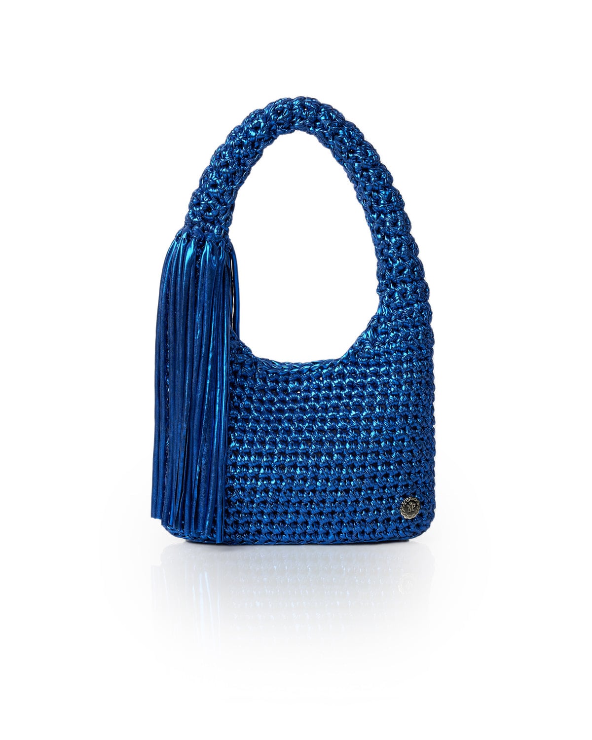 Almeria Metallic Blue Crochet Shoulder Bag - Miss Polyplexi