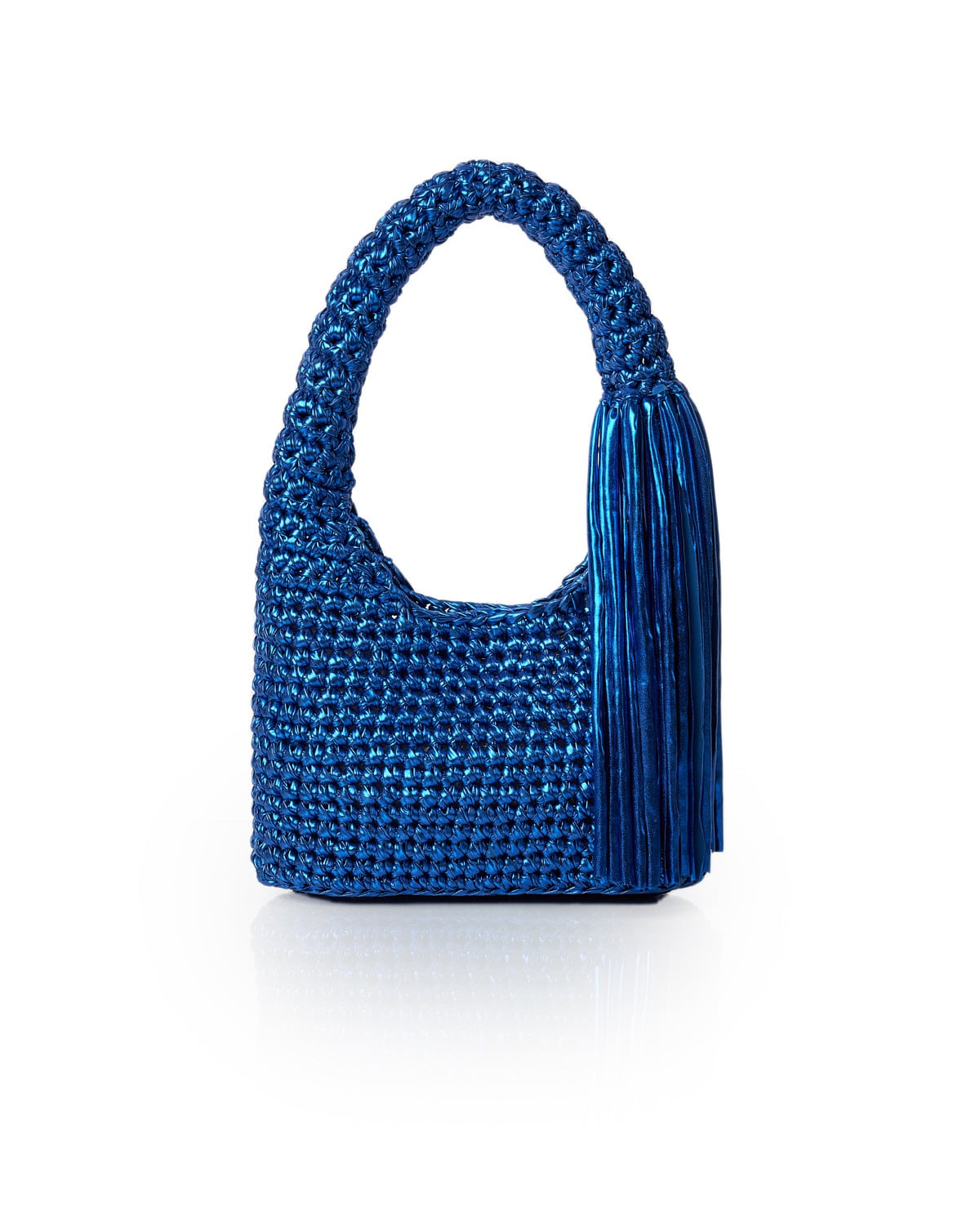 Almeria Metallic Blue Crochet Shoulder Bag - Miss Polyplexi