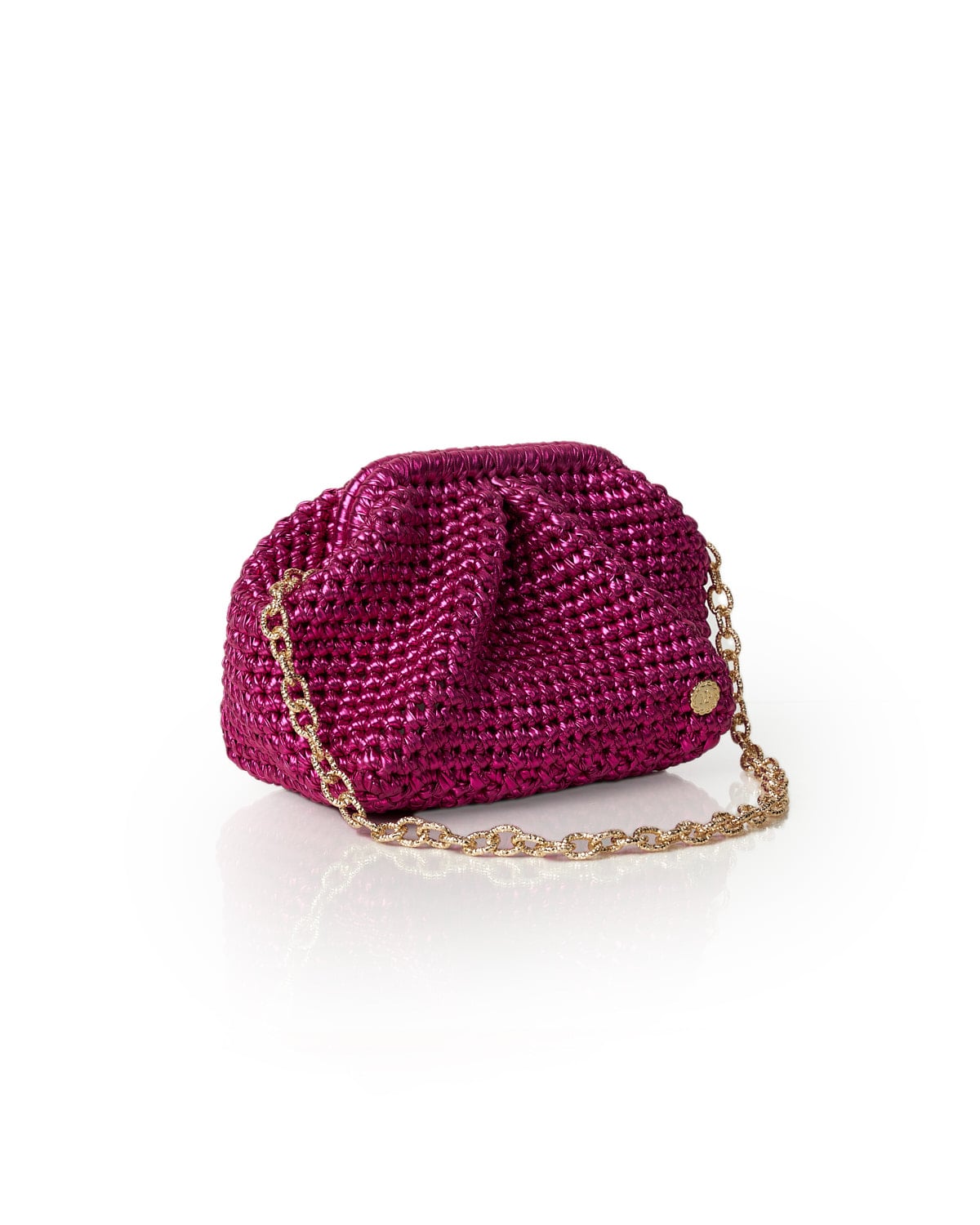 Micro Basilica Metallic Fuchsia Crochet Shoulder Bag - Miss Polyplexi