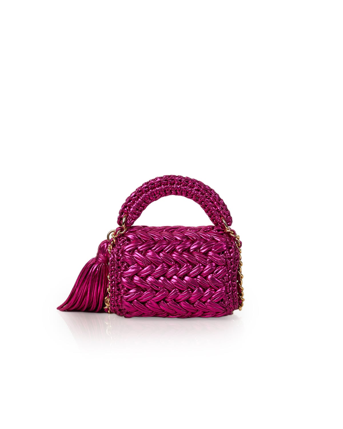 Seville Metallic Fuchsia Crochet Crossbody Bag - Miss Polyplexi