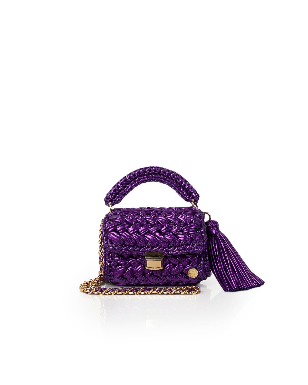 Seville Metallic Violet Crochet Crossbody Bag - Miss Polyplexi